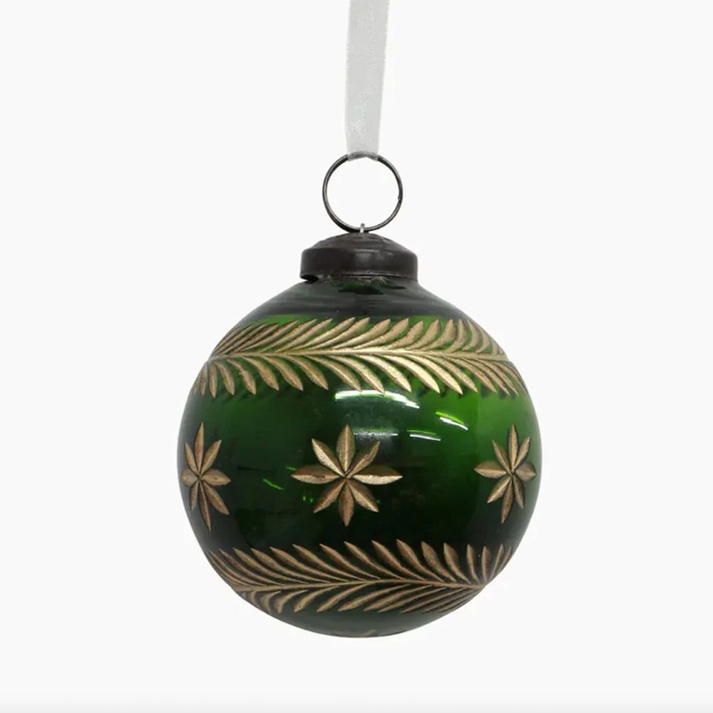 Amina Green/Gold Glass Bauble Ornament – Rachel Elizabeth Interiors ...