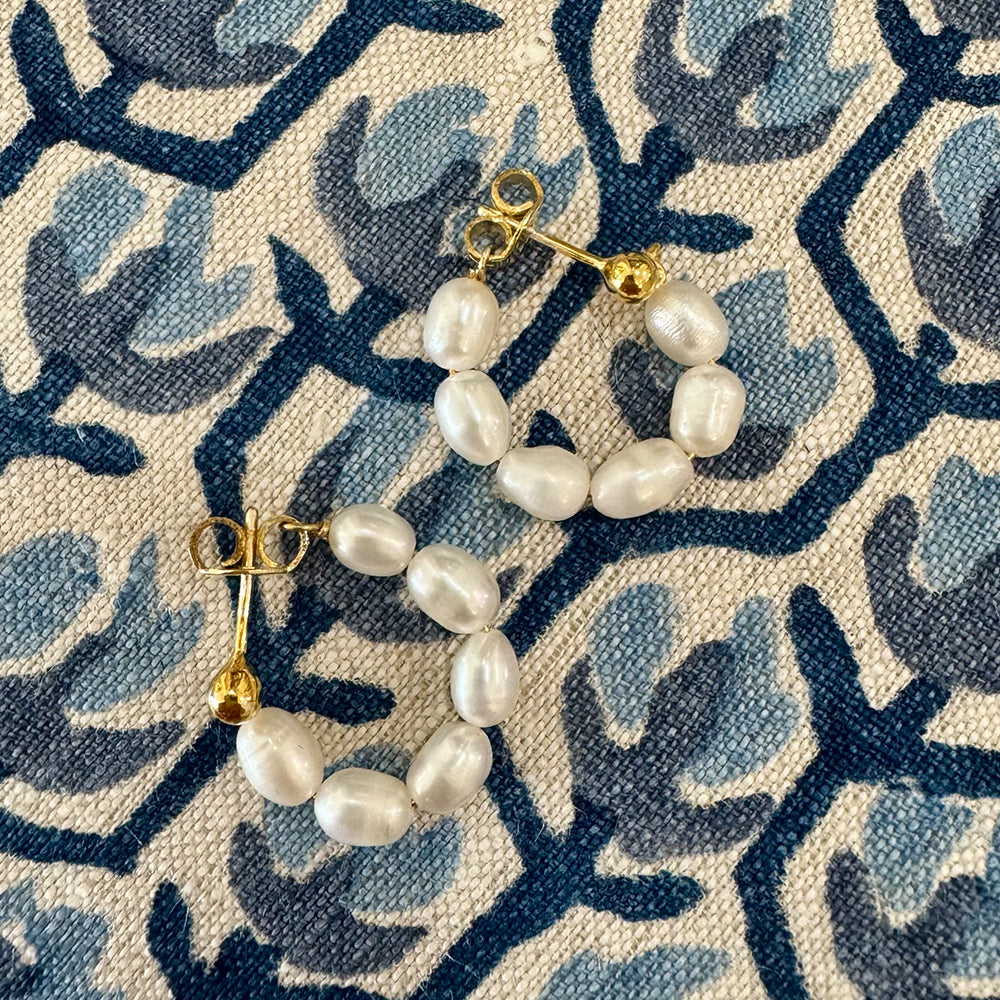 Eleanor Pearl Hoop Earrings – Irregular Freshwater Seed Pearls - Gold ...