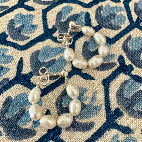 Eleanor Pearl Hoop Earrings – Irregular Freshwater Seed Pearls - Silve ...