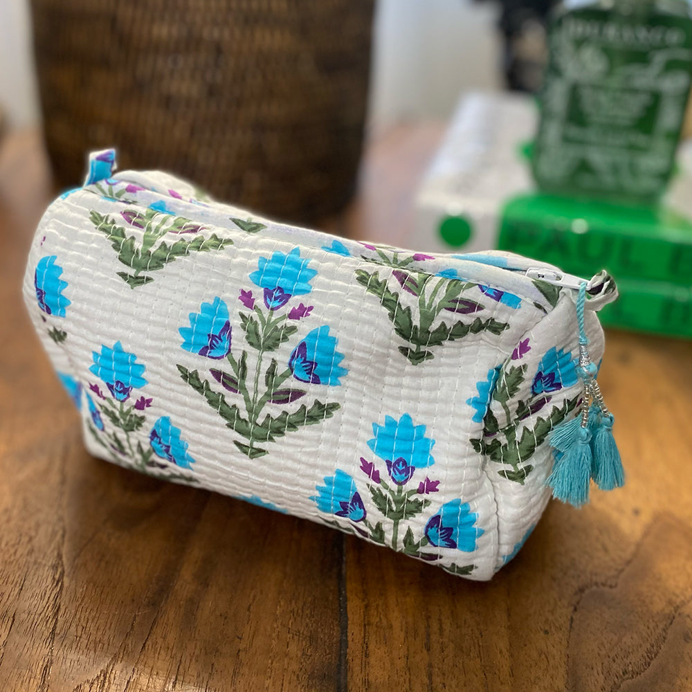 Quilted Cotton Cosmetic Pouch – Block Printed - Nyla – Rachel Elizabeth ...